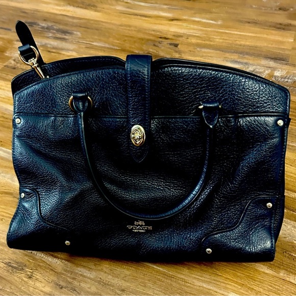 Coach | Bags | Coach Mercer Tote Bag Satchel Leather Navy Blue | Poshmark